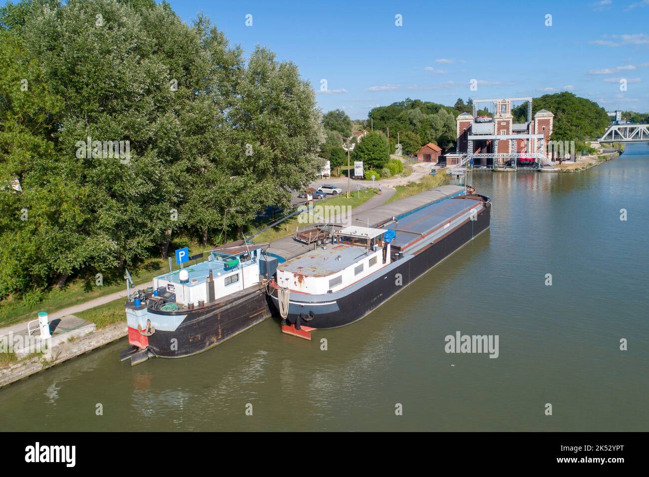 France, Pas de Calais, Arques, fontinettes boat lift (aerial view Stock ...