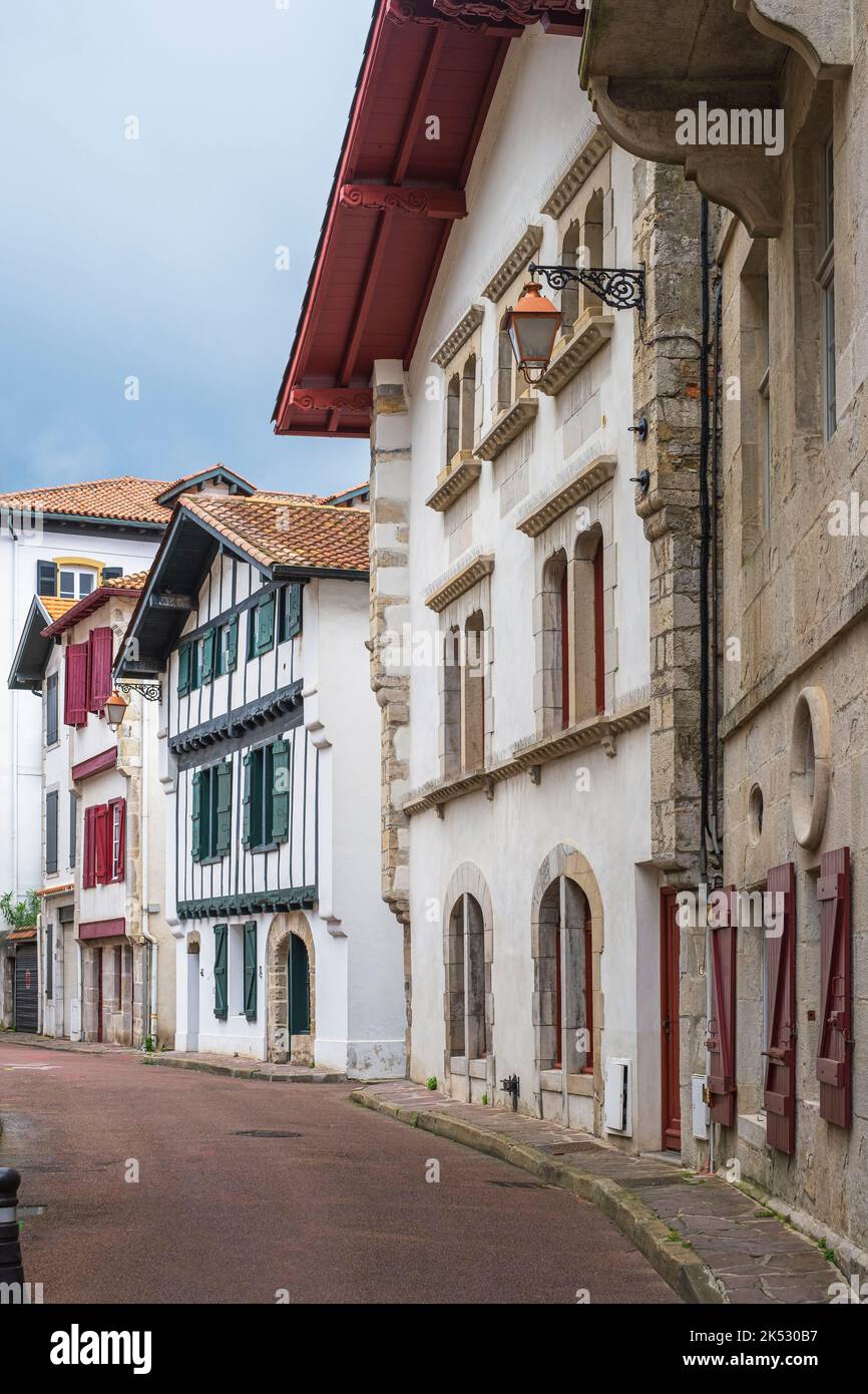France, Pyrenees-Atlantiques, Ciboure, traditional Basque architecture ...