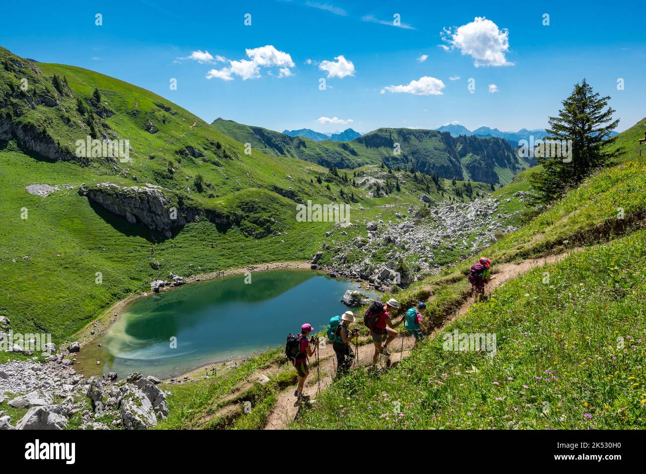 France, Haute Savoie, Chablais massif, geopark, hike to Lake Darbon ...