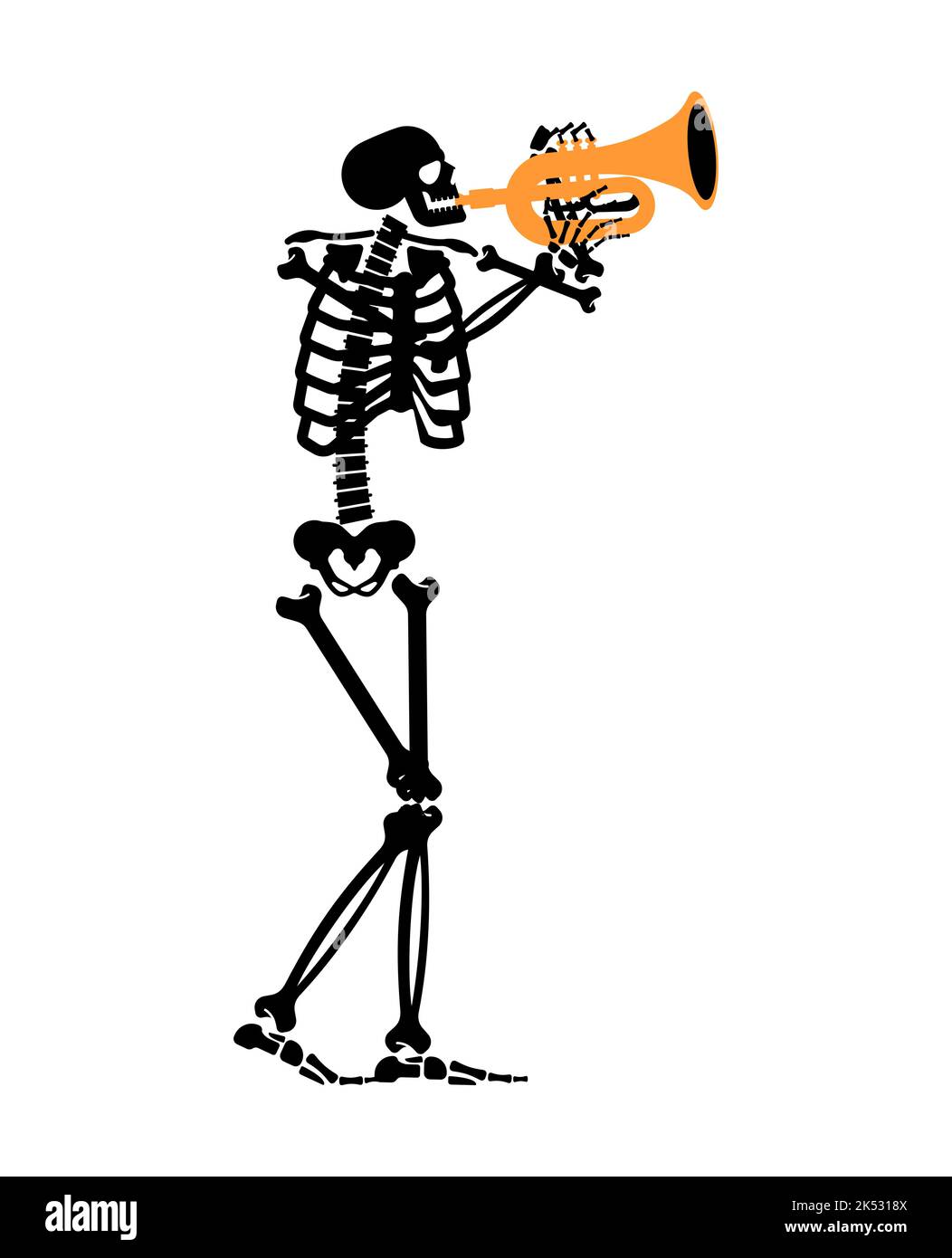 Skeleton with trumpet. Skeleton musician. bugle and dead. Vector ...