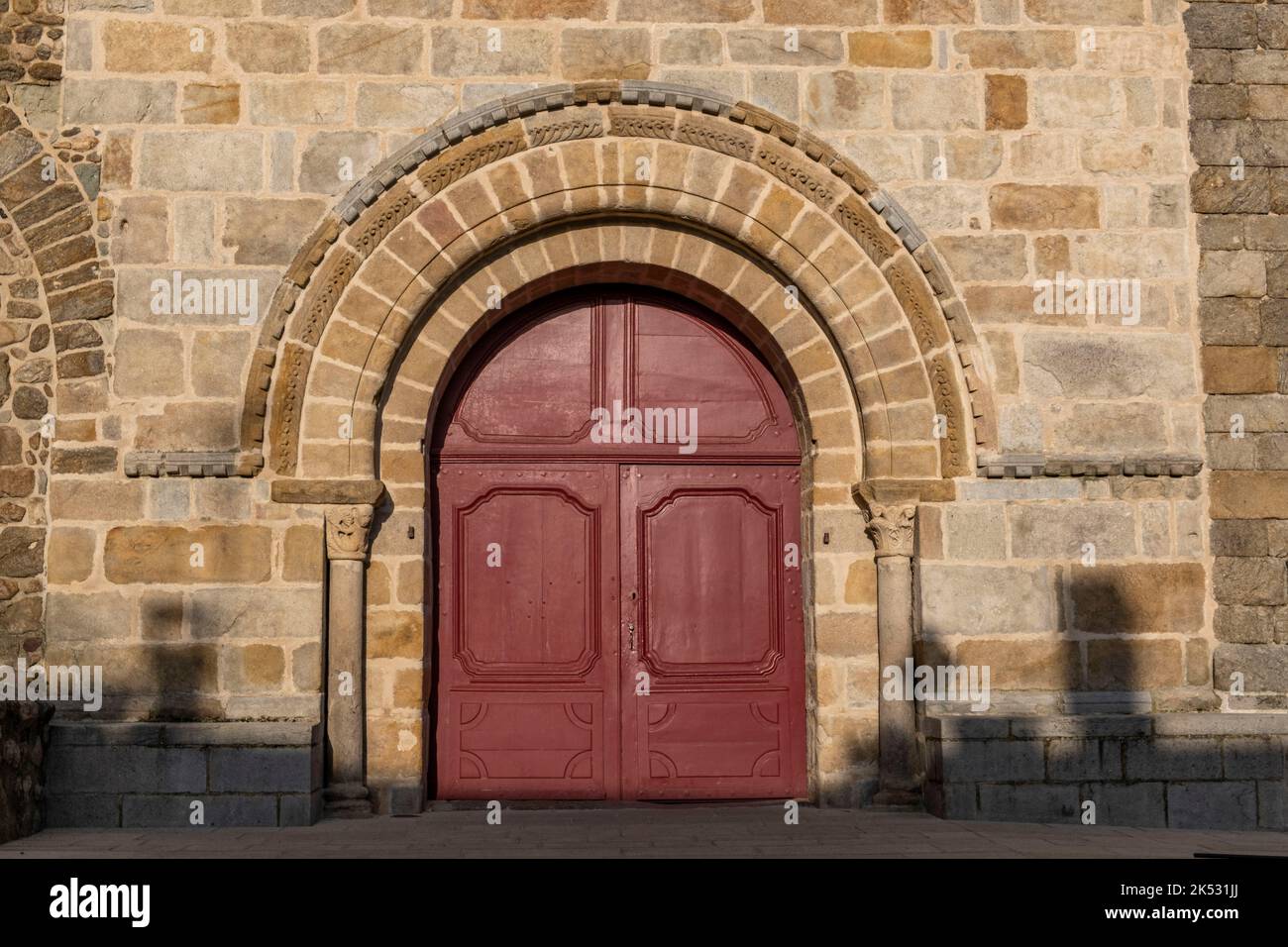 France, Loire, Champdieu, the church, Cote roannaise (aerial view Stock ...