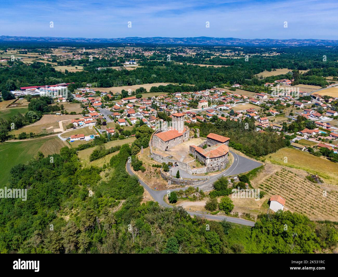 France, Loire, Montverdun village in the plain of Forez, the Priory of ...