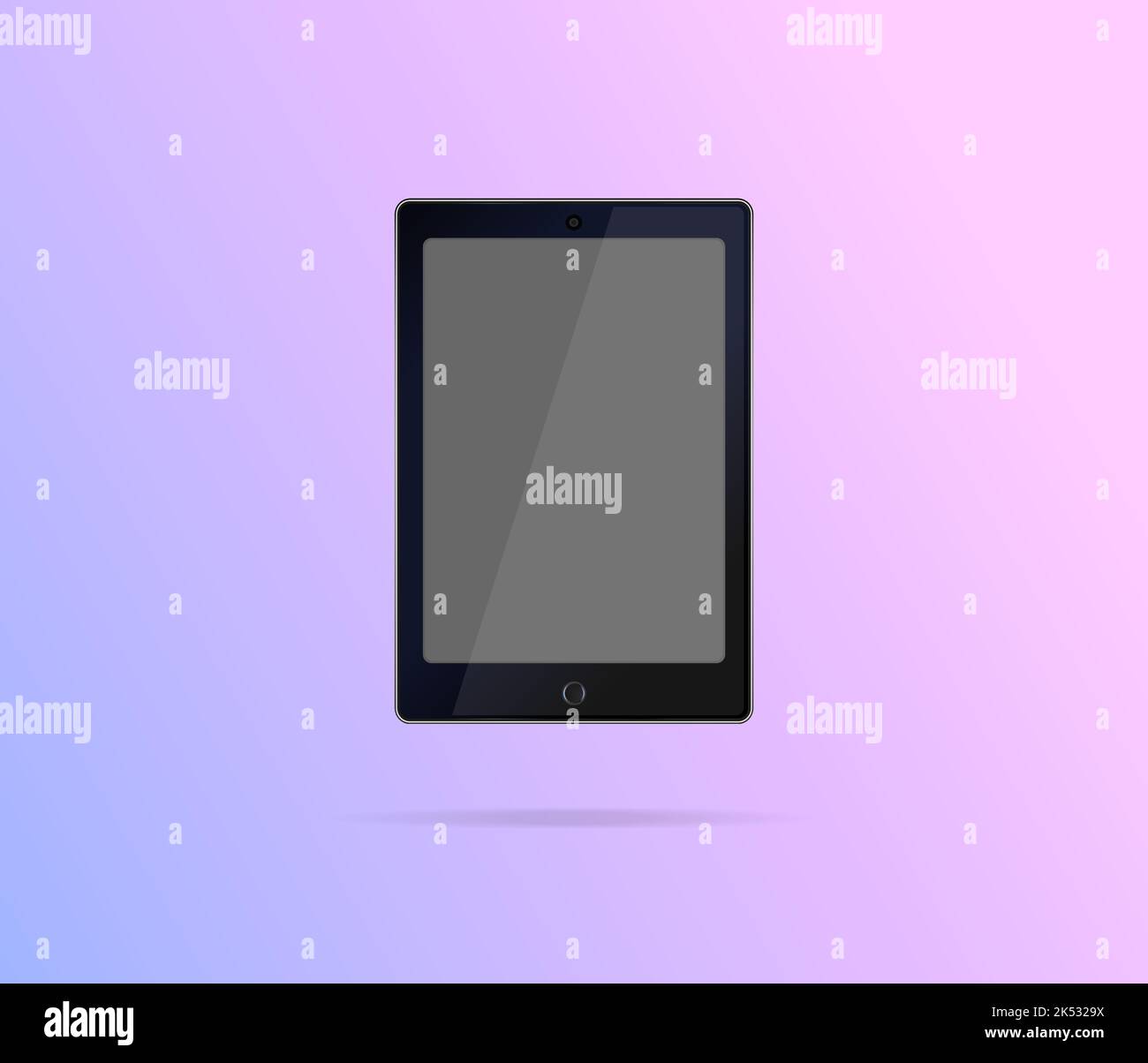 Realistic tablet with empty display with reflex, front view, on modern ...