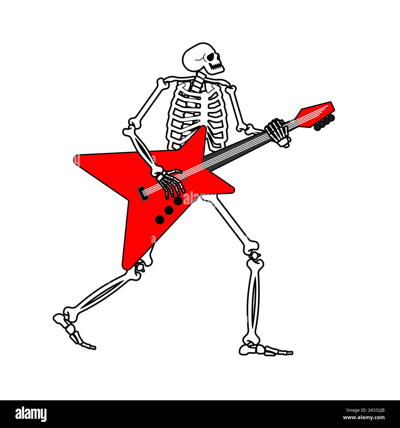 Skeleton with guitar. Skeleton musician. Electric guitar and dead man ...