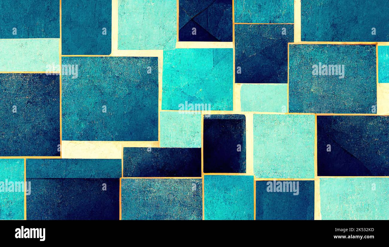An abstract geometric mosaic background with dominant blue color for ...