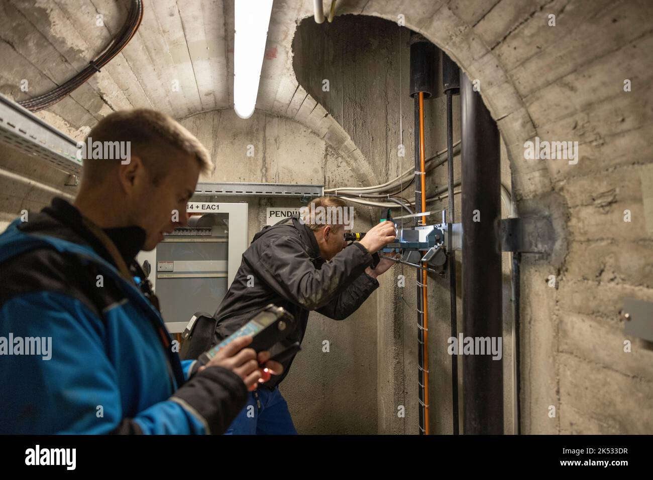 Switzerland, Canton of Valais, Finhault, Emosson dam, inverted pendulum ...