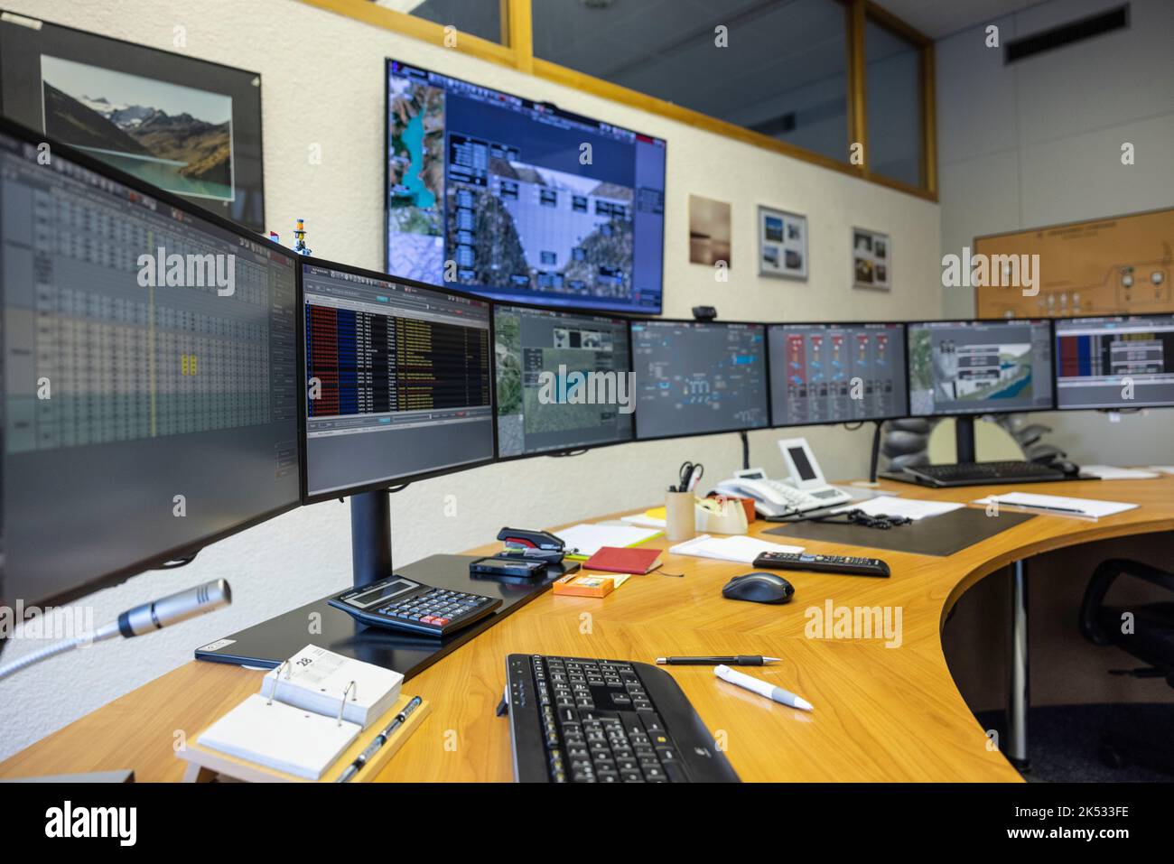 Switzerland, Canton of Valais, Martigny, Emosson dam control station in ...