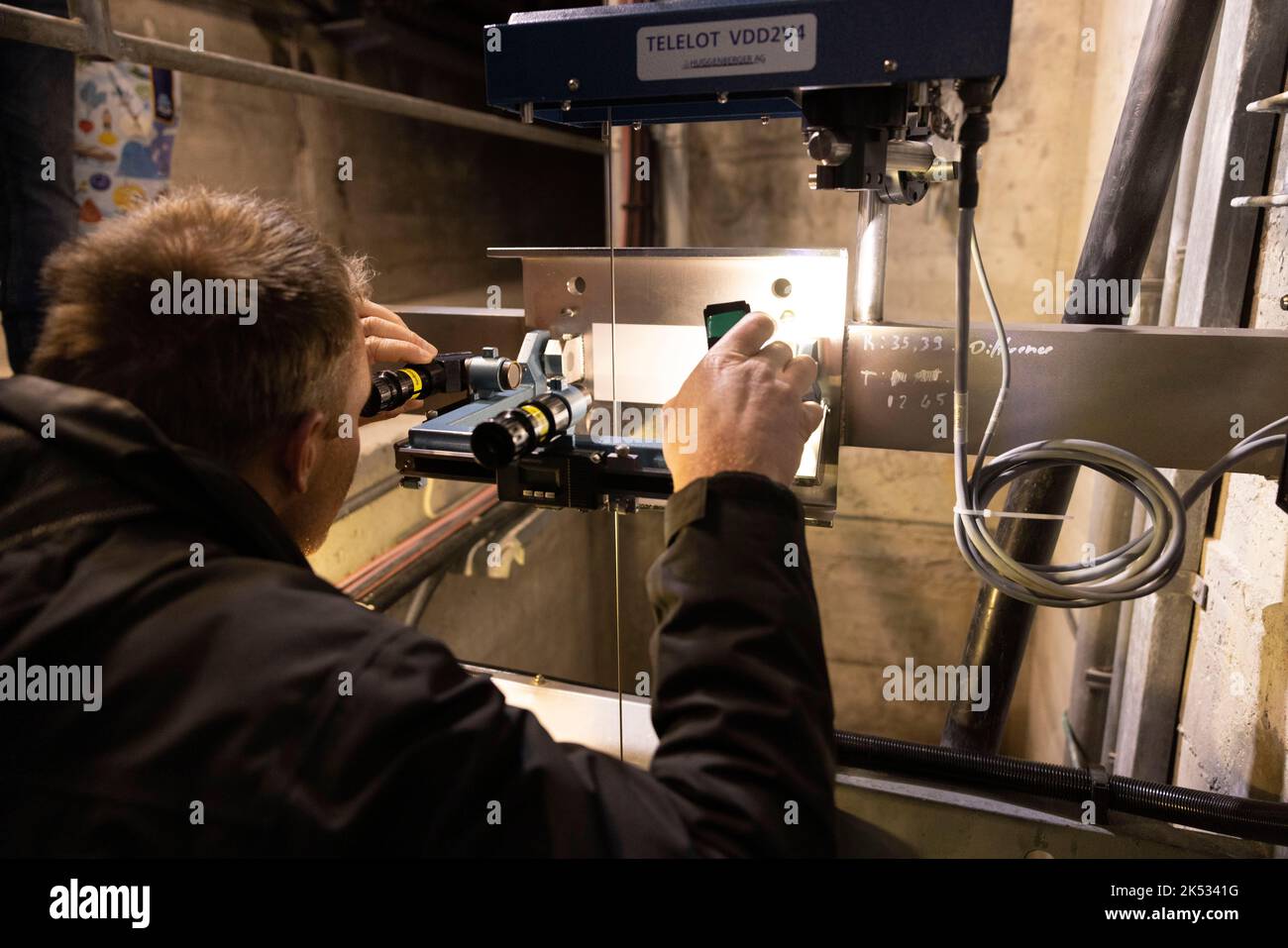 Switzerland, Canton of Valais, Finhault, Emosson dam, monitoring of the ...