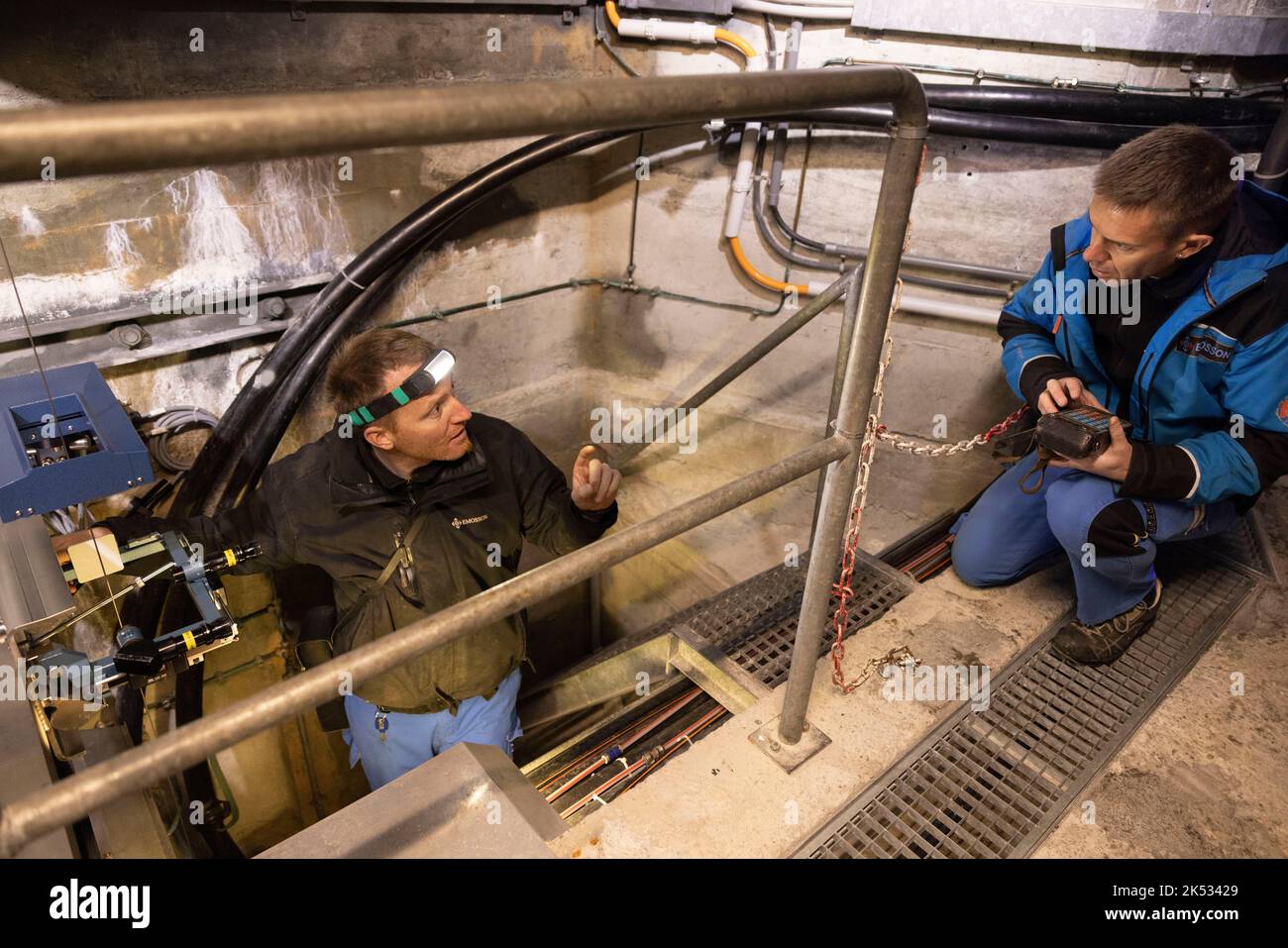Switzerland, Canton of Valais, Finhault, Emosson dam, monitoring of the ...