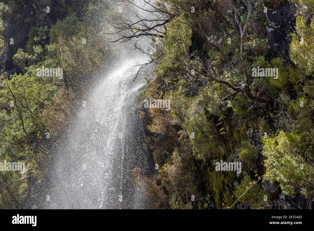 Portugal, Madeira Island, a waterfall towards Boca da Encumeada Stock ...