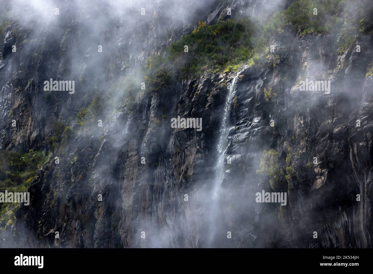 Portugal, Madeira Island, a waterfall towards Boca da Encumeada Stock ...