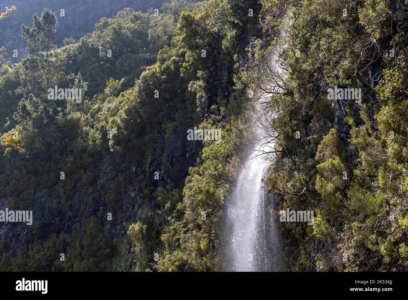 Portugal, Madeira Island, a waterfall towards Boca da Encumeada Stock ...