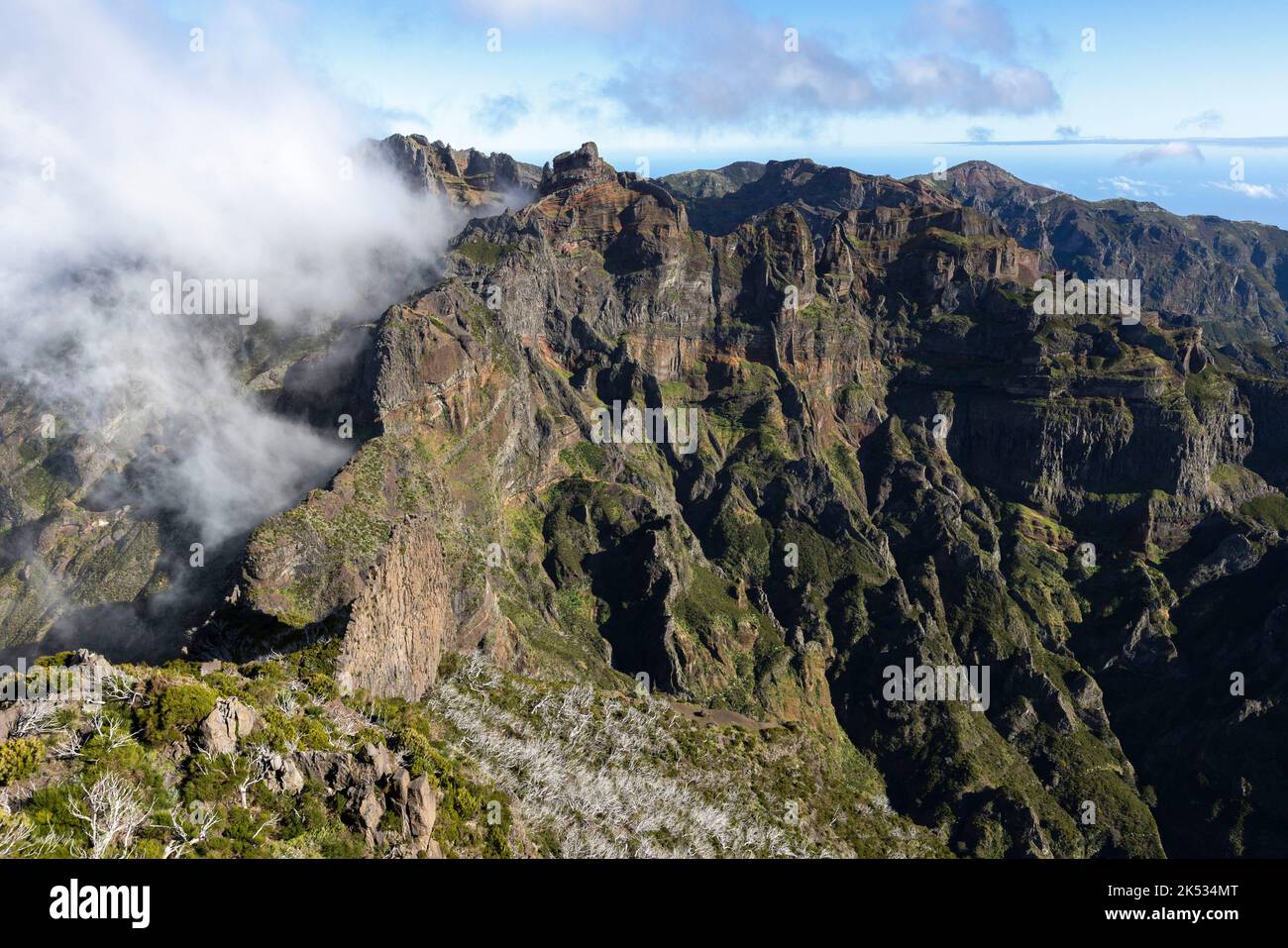 Portugal, Madeira Island, summit of Pico Ruivo and seen on Pico do ...
