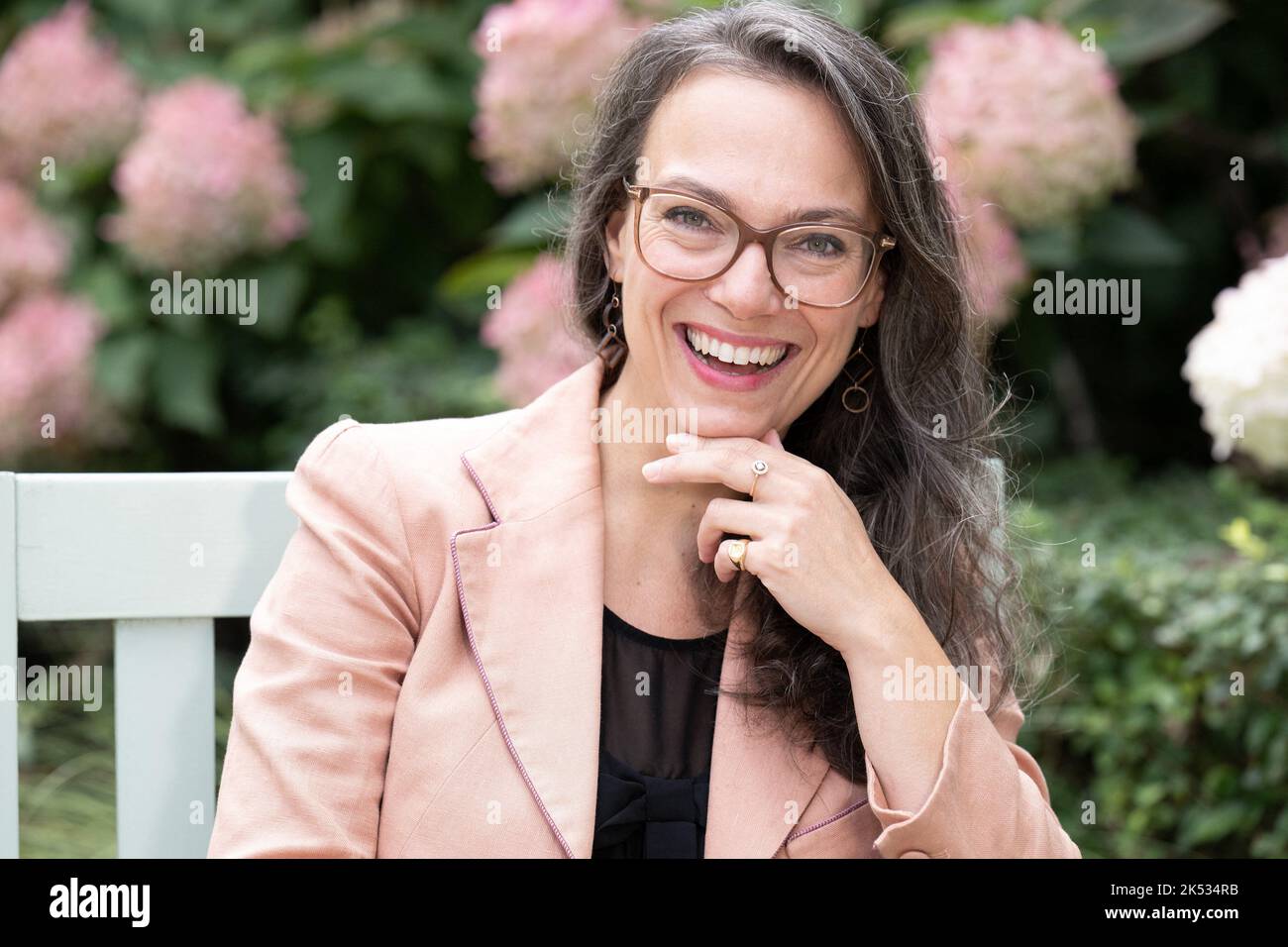 Deputy of the group MODEM, Mathilde Desjonqueres poses during a session ...