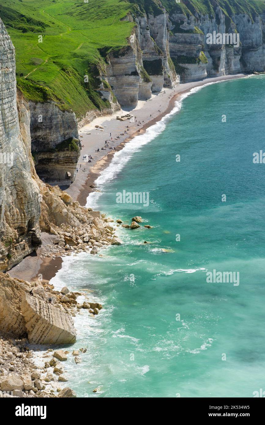 France, Seine Maritime, Etretat, Cote d'Abatre, view of Antifer beach ...