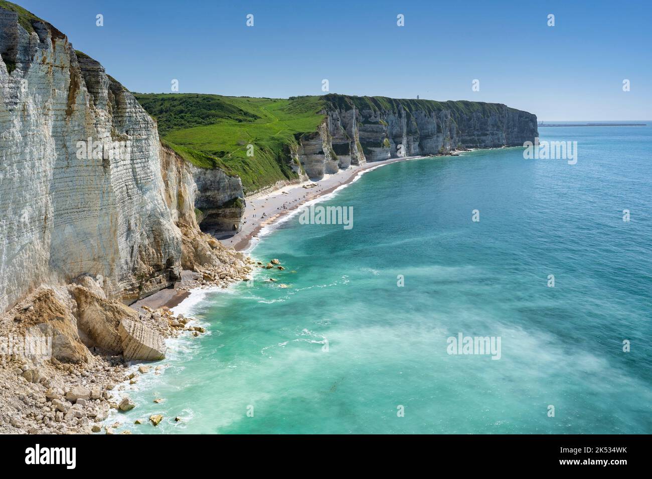 France, Seine Maritime, Etretat, Cote d'Abatre, view of Antifer beach ...