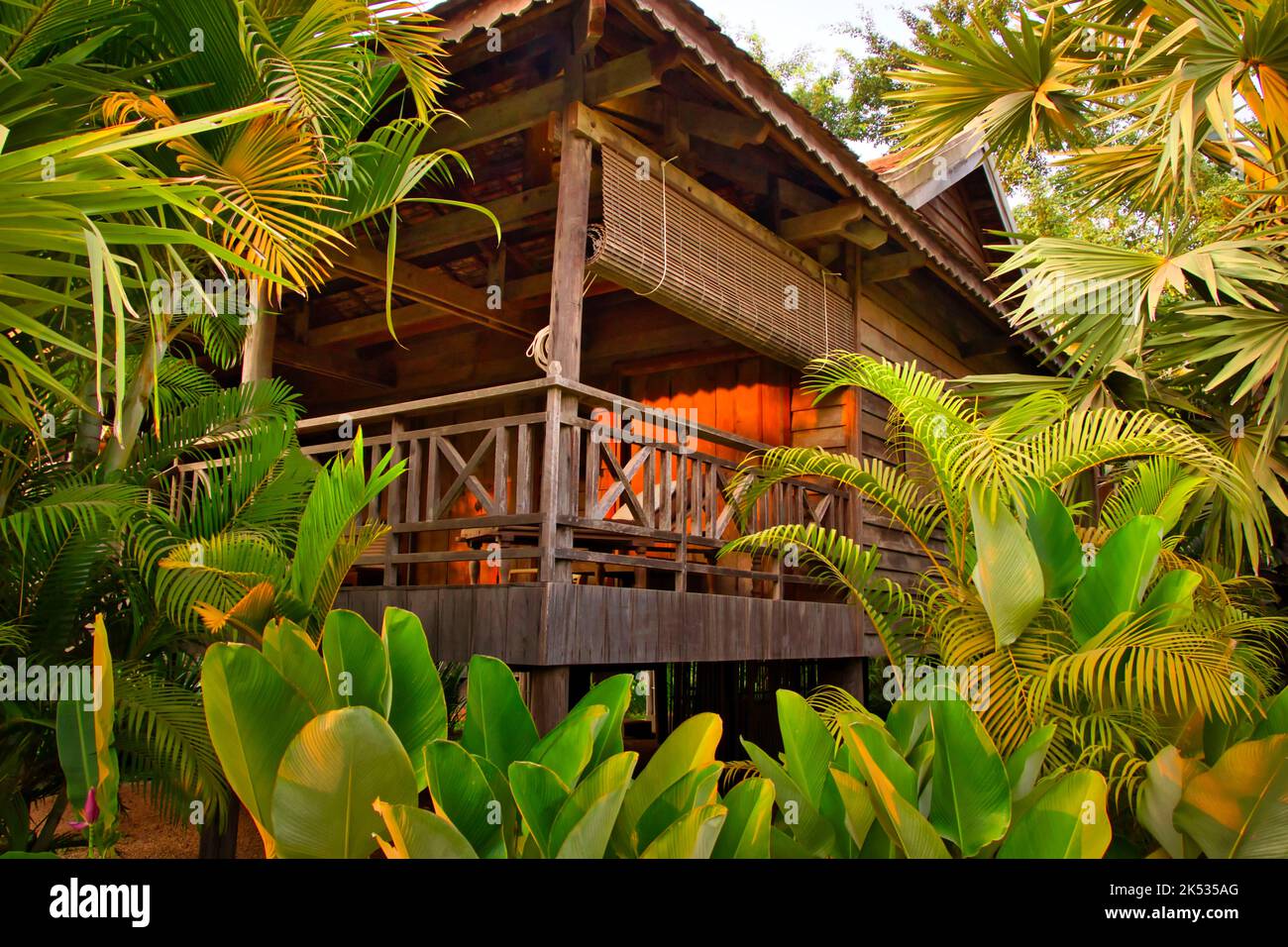 Cambodia, Siem Reap, genuine traditional wooden houses on stilts ...