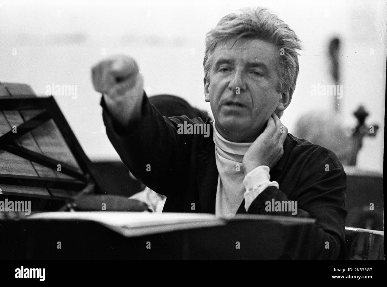 Peter Maag, Swiss orchestra conductor, rehearsing at the Teatro Colon ...