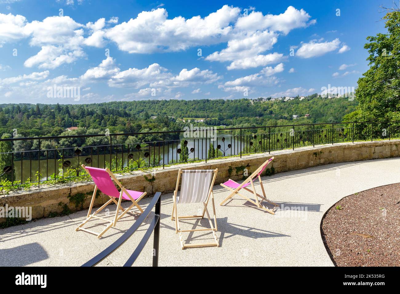 France, Meurthe et Moselle, Liverdun, high angle view of the Moselle ...