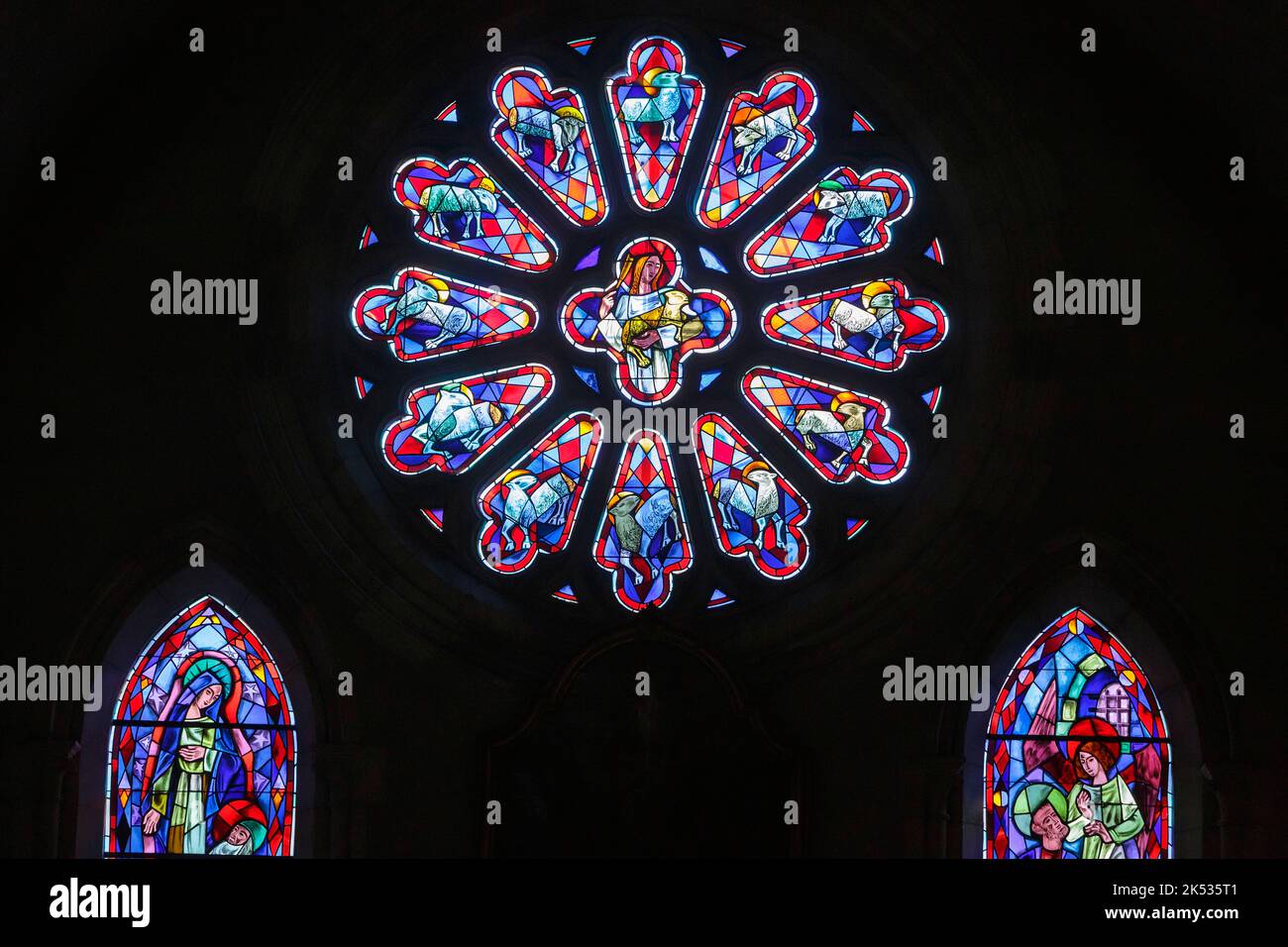 France, Meurthe et Moselle, Liverdun, Saint Pierre church, rose window ...