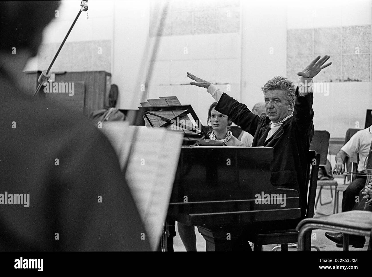 Peter Maag, Swiss orchestra conductor, rehearsing at the Teatro Colon ...