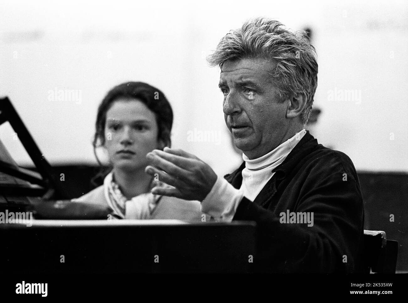 Peter Maag, Swiss orchestra conductor, rehearsing at the Teatro Colon ...
