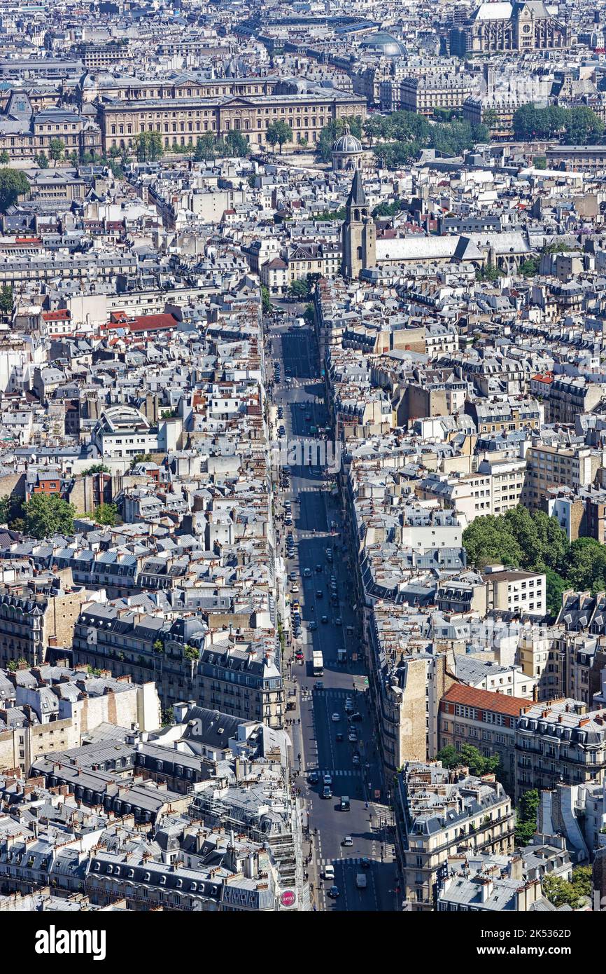 France, Paris, elevated view of Paris from the Panoramic Observatory of the Montparnasse Tower ...