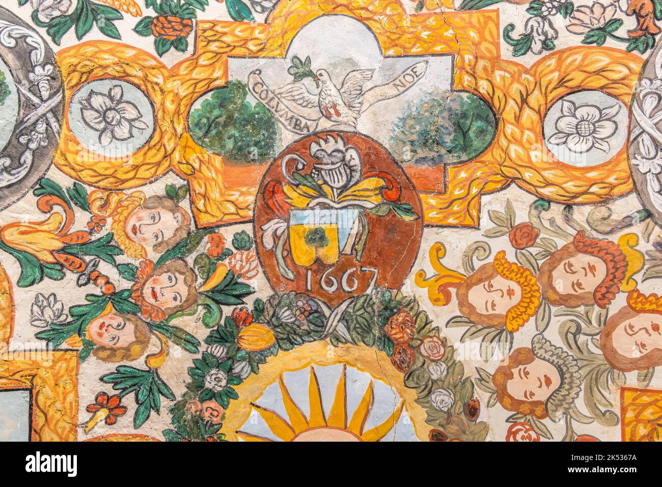 France, Cantal, Thiezac, Notre Dame de Consolation chapel, ceiling ...