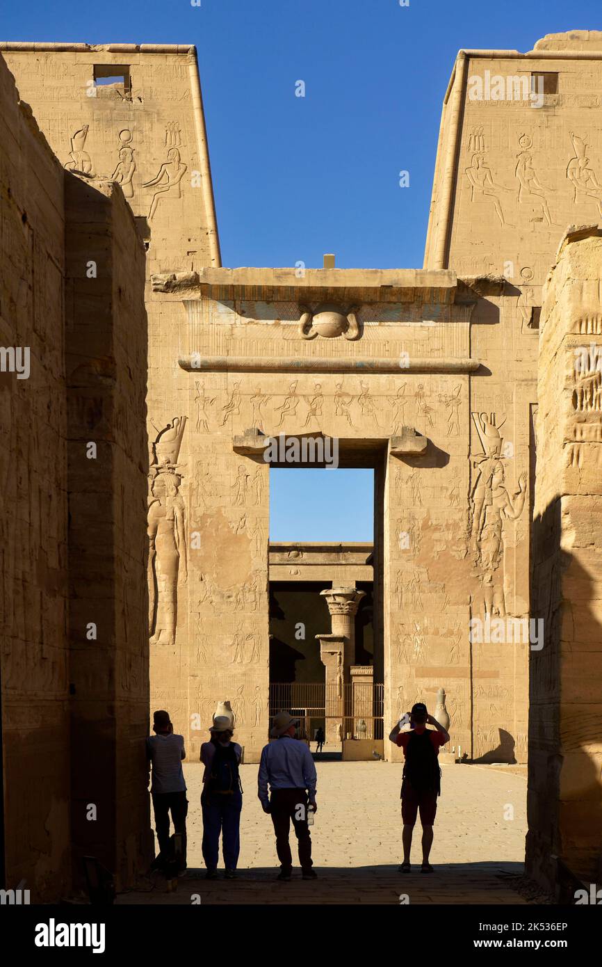 Egypt, Upper Egypt, Nile Valley, Edfu, temple dedicated to Horus God ...