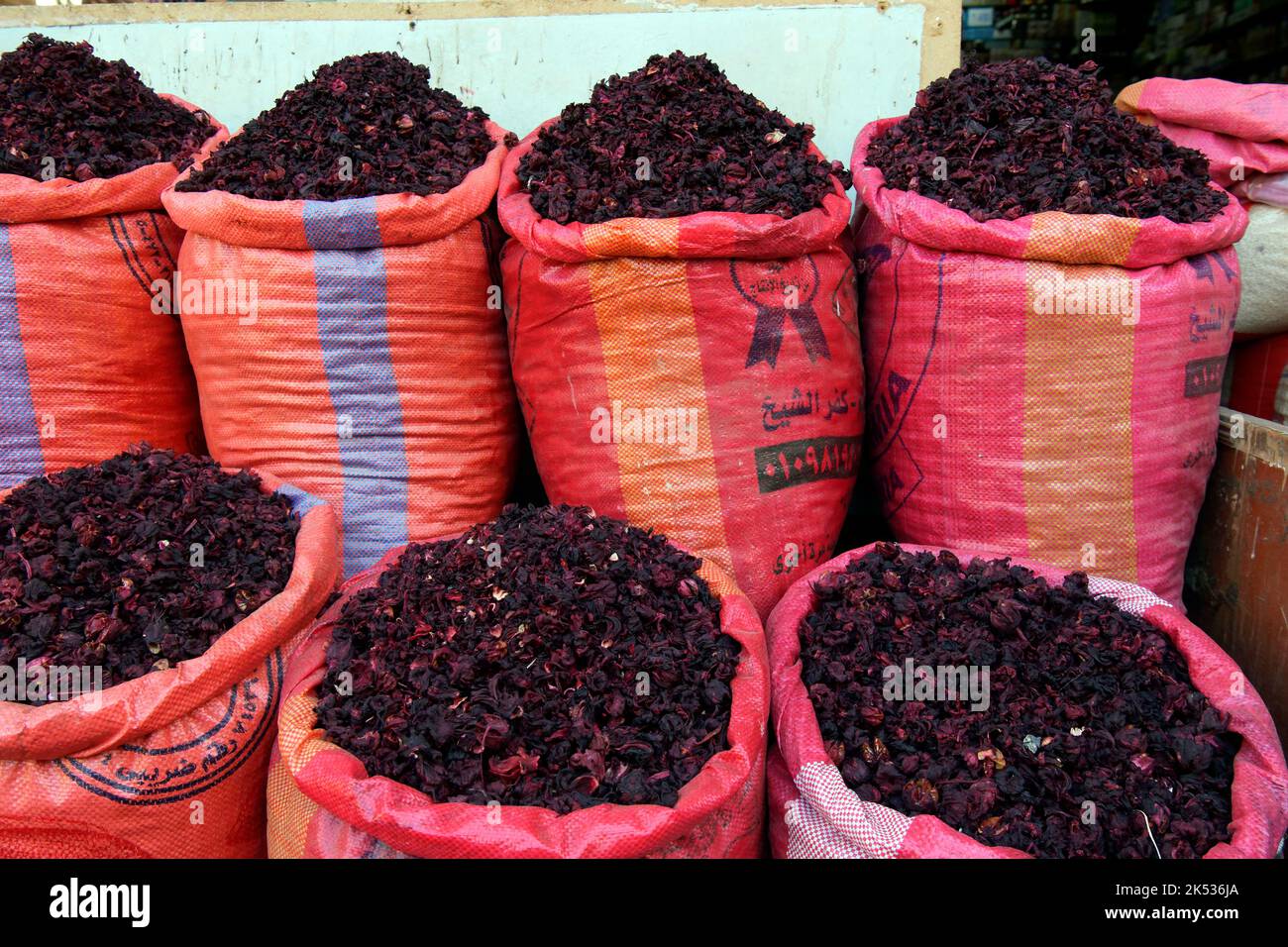 Egypt, Upper Egypt, Nile Valley, Kom Ombo, market, dried hibiscus ...