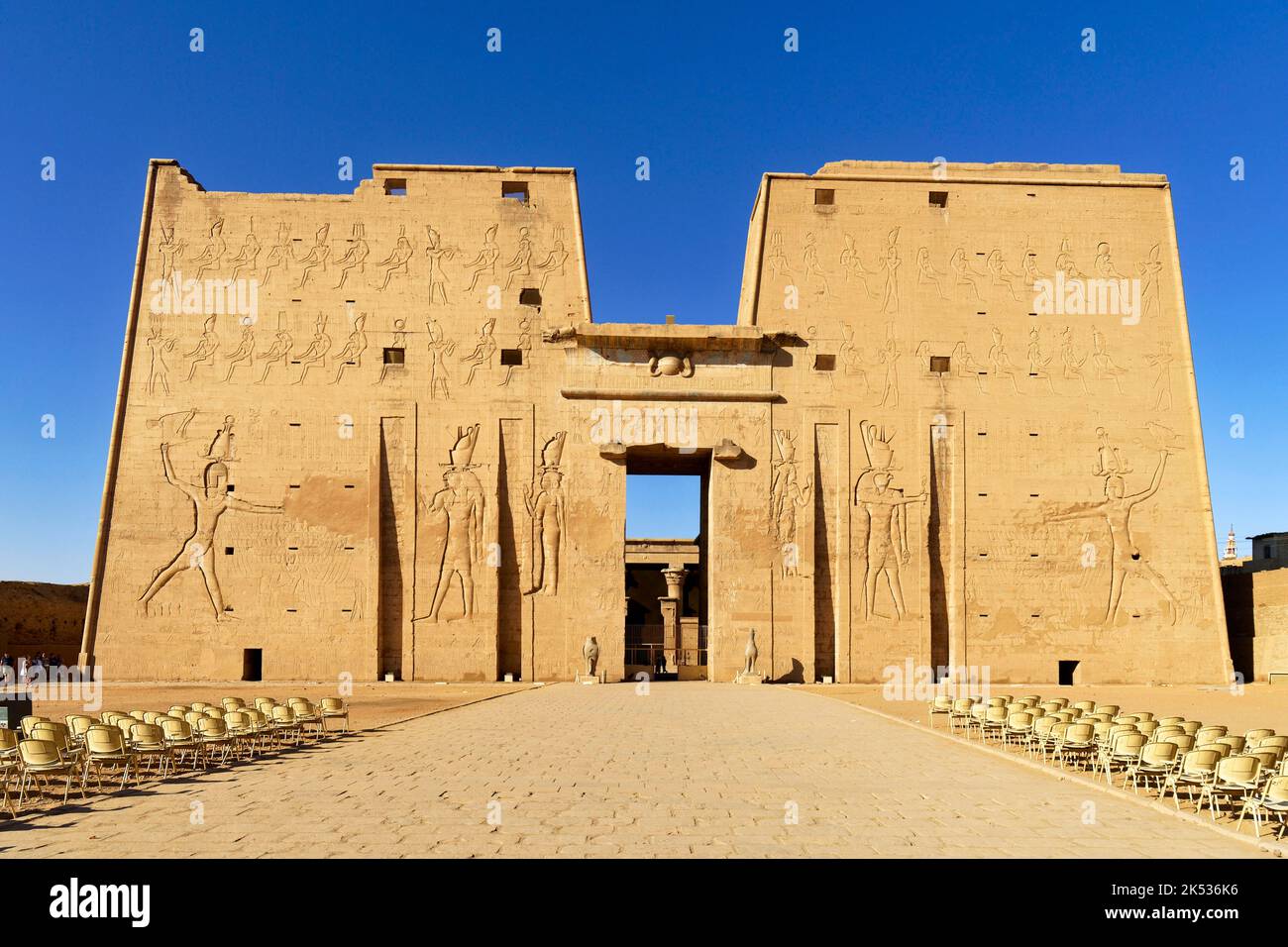 Egypt, Upper Egypt, Nile Valley, Edfu, temple dedicated to Horus God ...