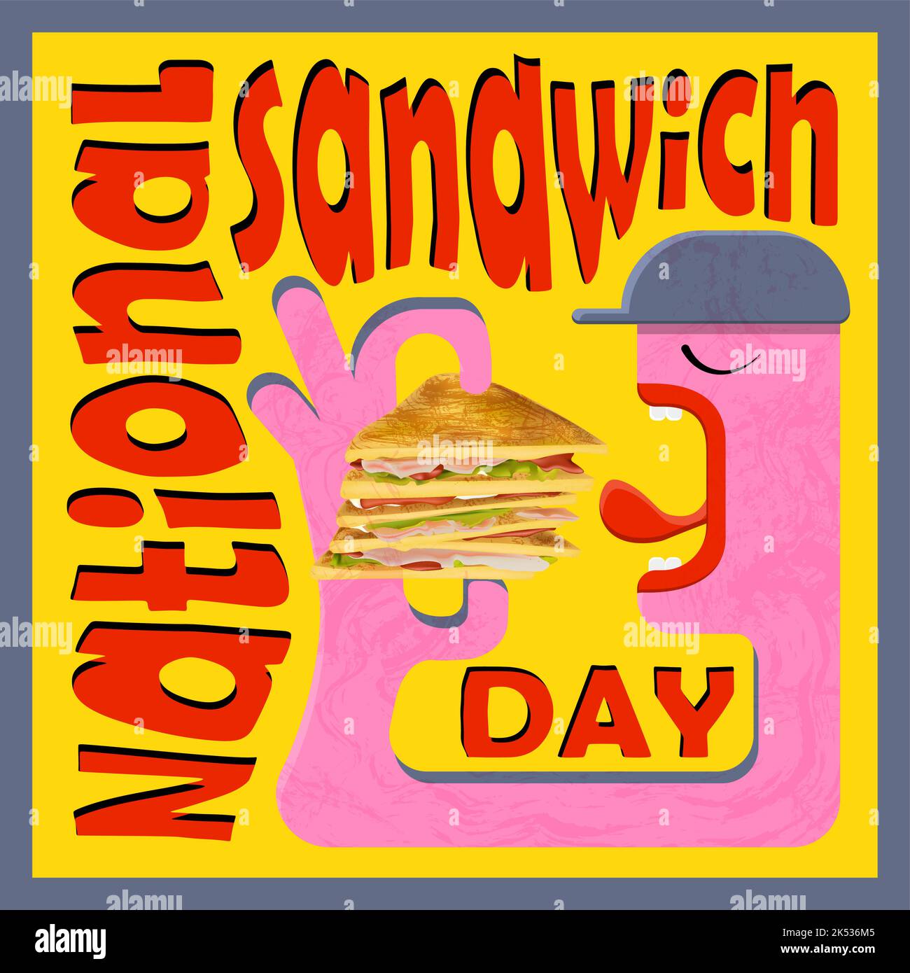 Cool fast food poster. National Sandwich Day. Trendy style banner Day ...