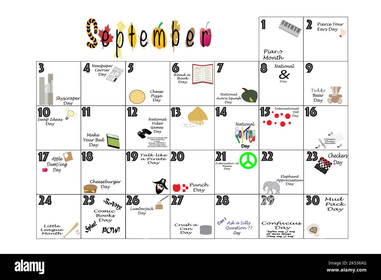September 2023 Calendar Illustrated With Daily Quirky Holidays And September 2023 Calendar Illustrated With Daily Quirky Holidays And