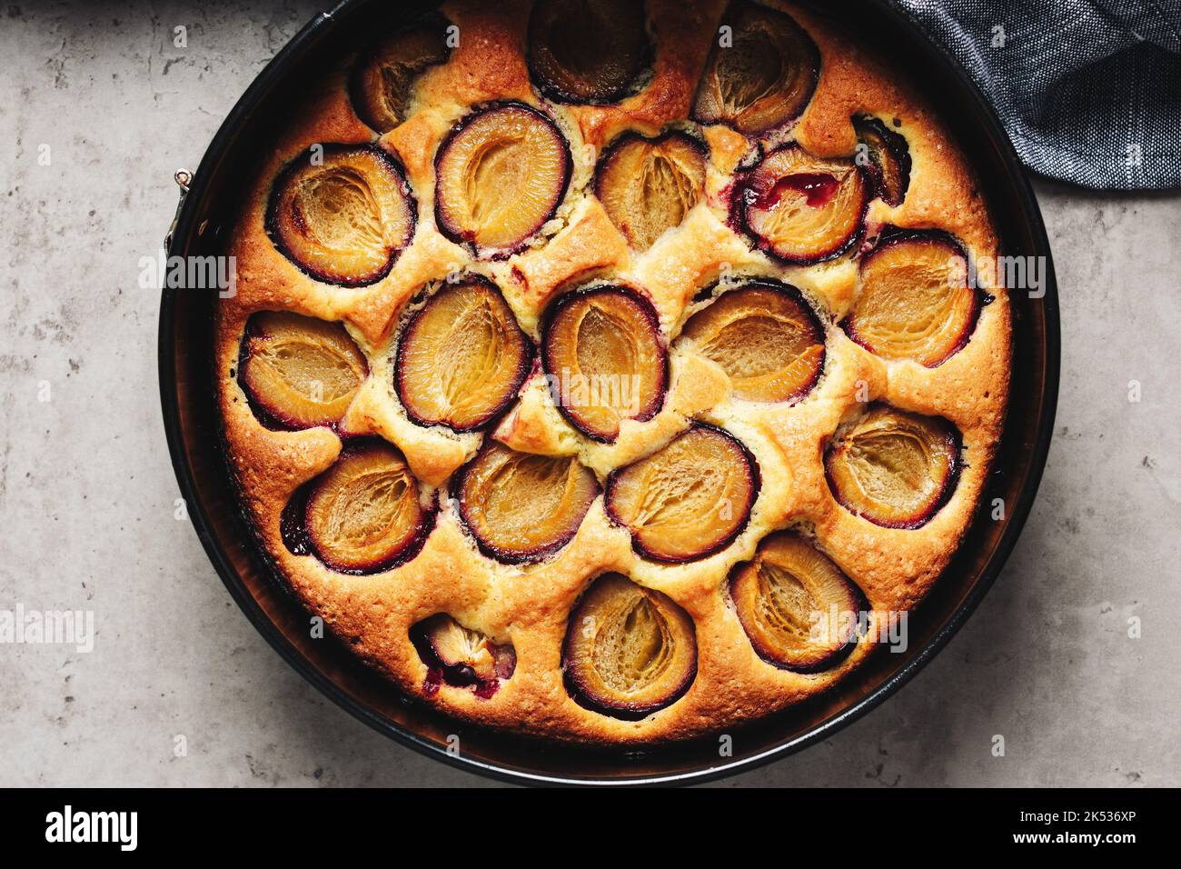 Homemade plum pie. Original Purple Plum Torte Stock Photo - Alamy