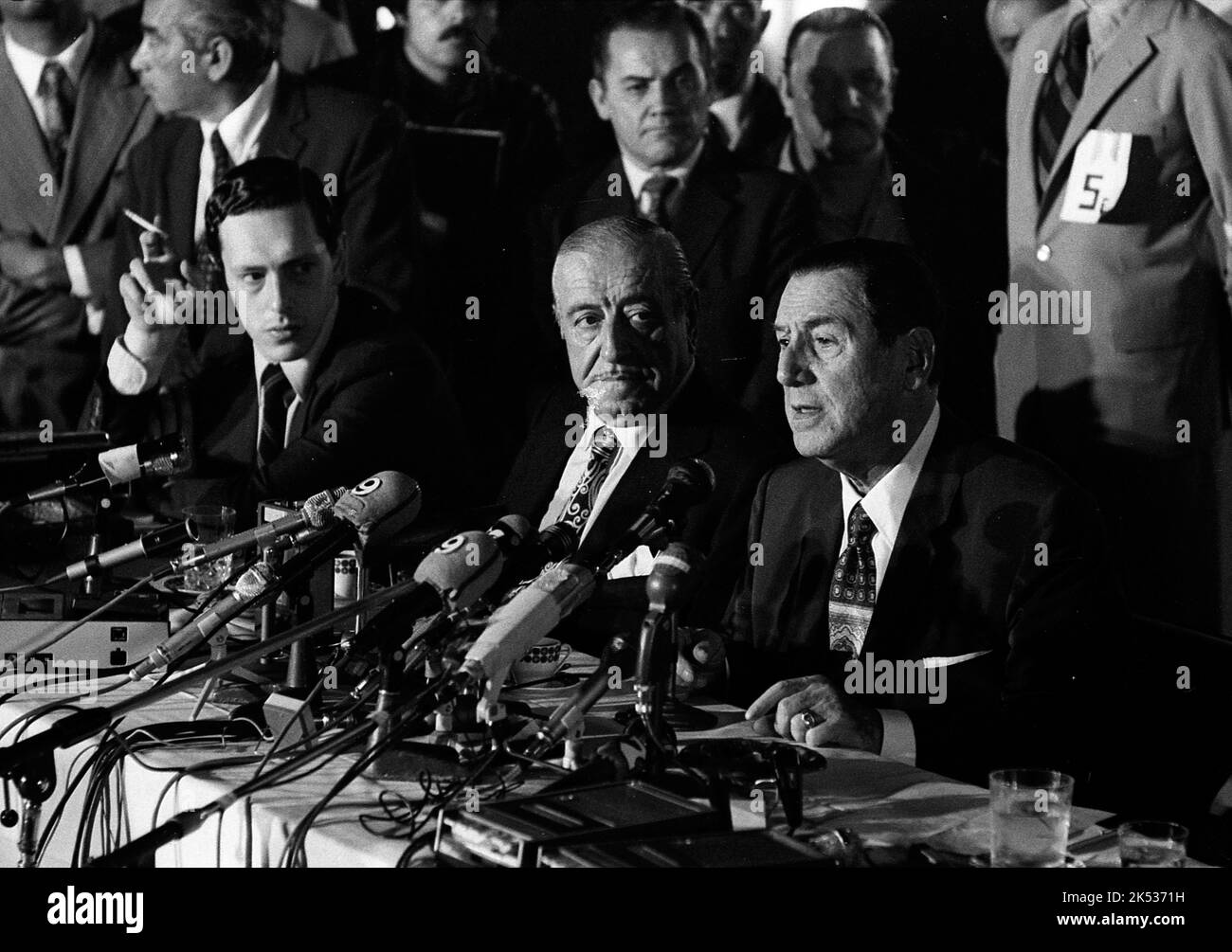 Juan Domingo Peron, Argentine politician, returns to Argentina after 18 ...