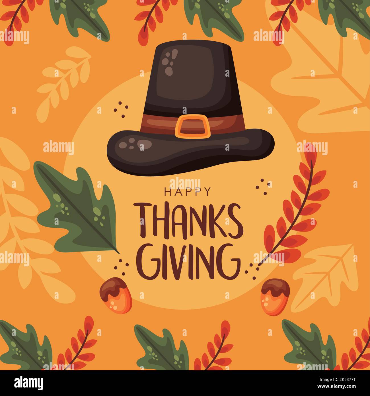 happy thanksgiving lettering with pilgrim hat Stock Vector Image & Art ...