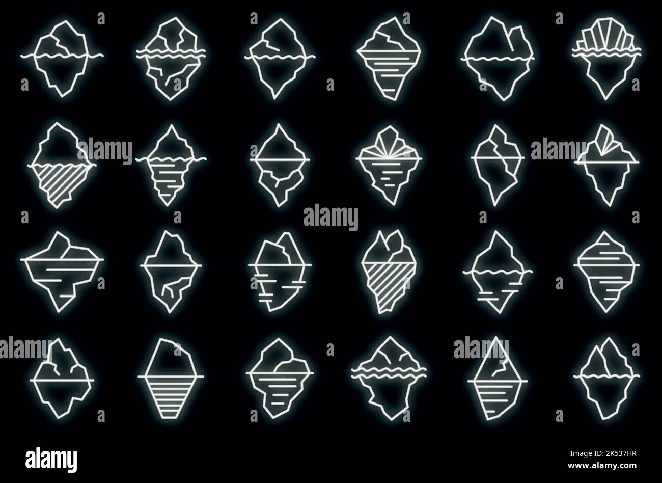 Iceberg icons set outline vector. Melting winter. Climate cold vector ...