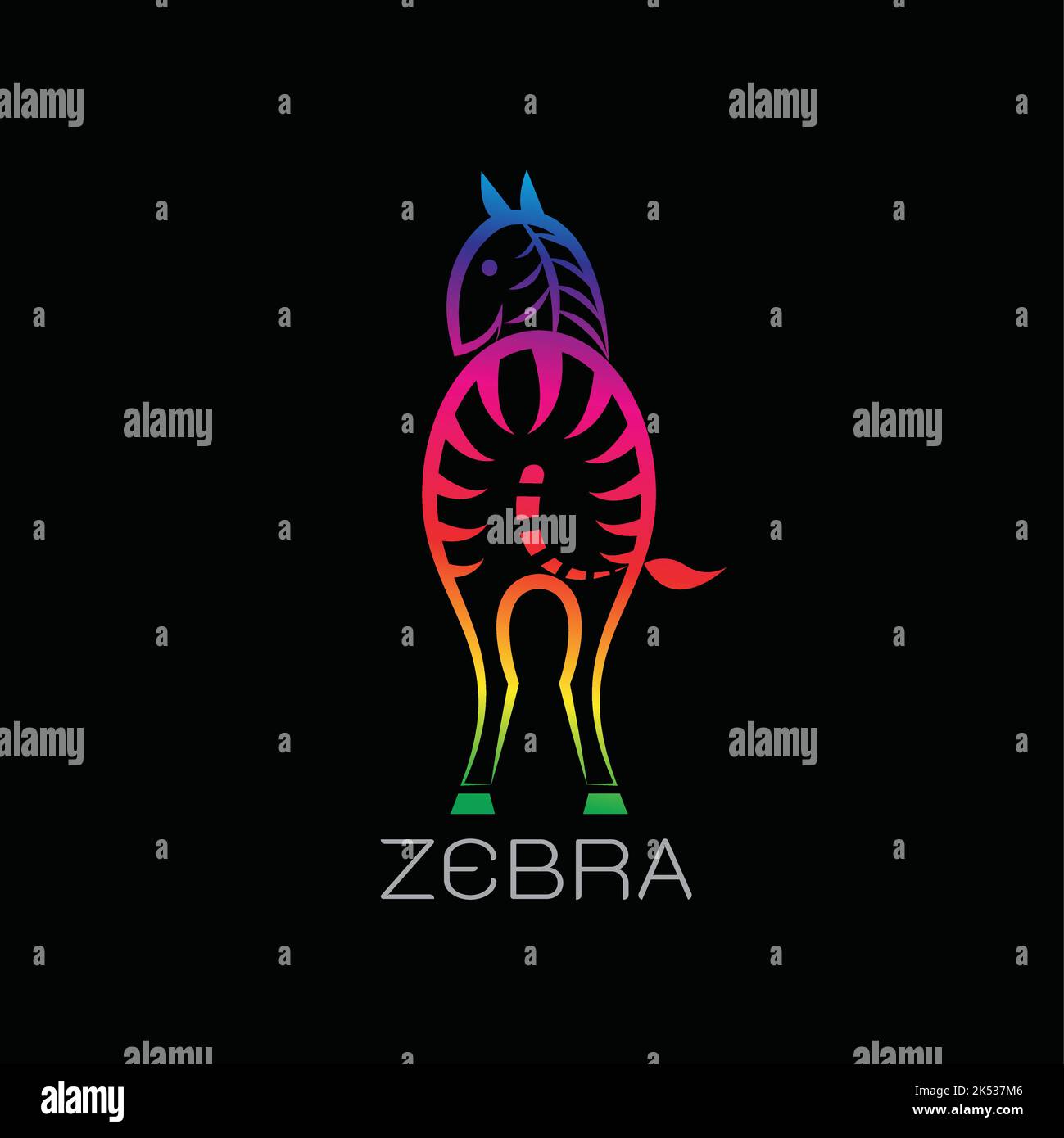 Vector images of zebra on a black background. Easy editable layered ...