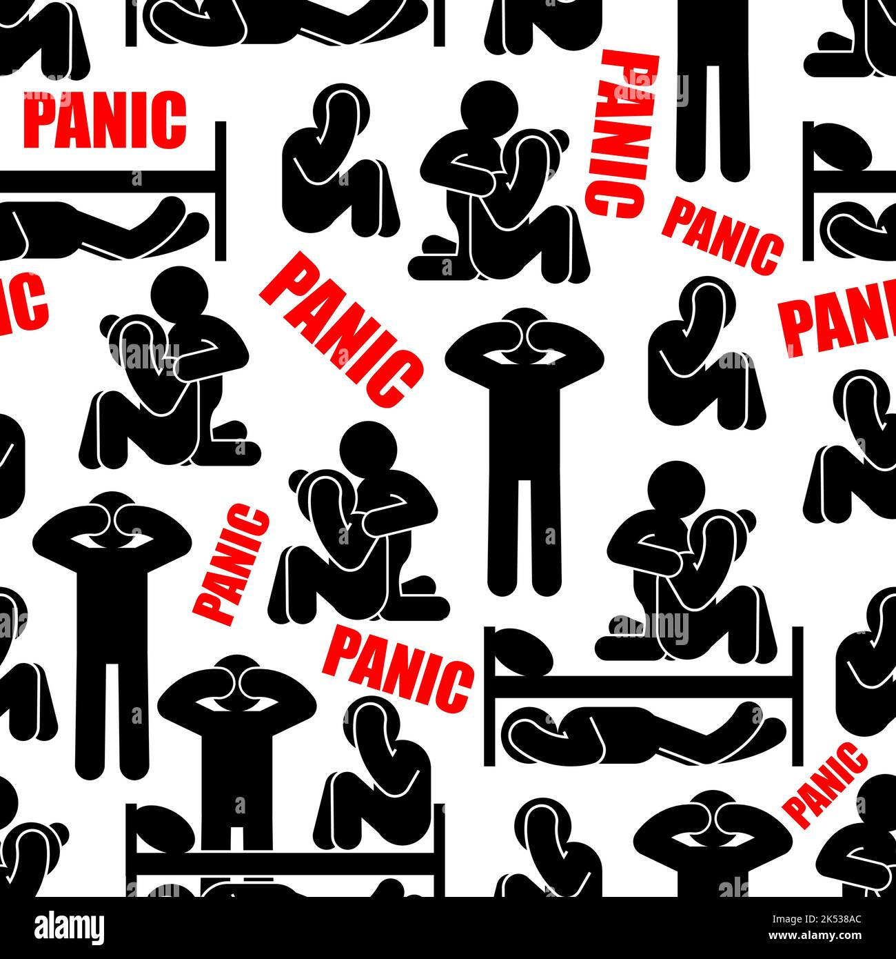 Panic Pattern seamless ! Man hiding under bed. People be afraid ...