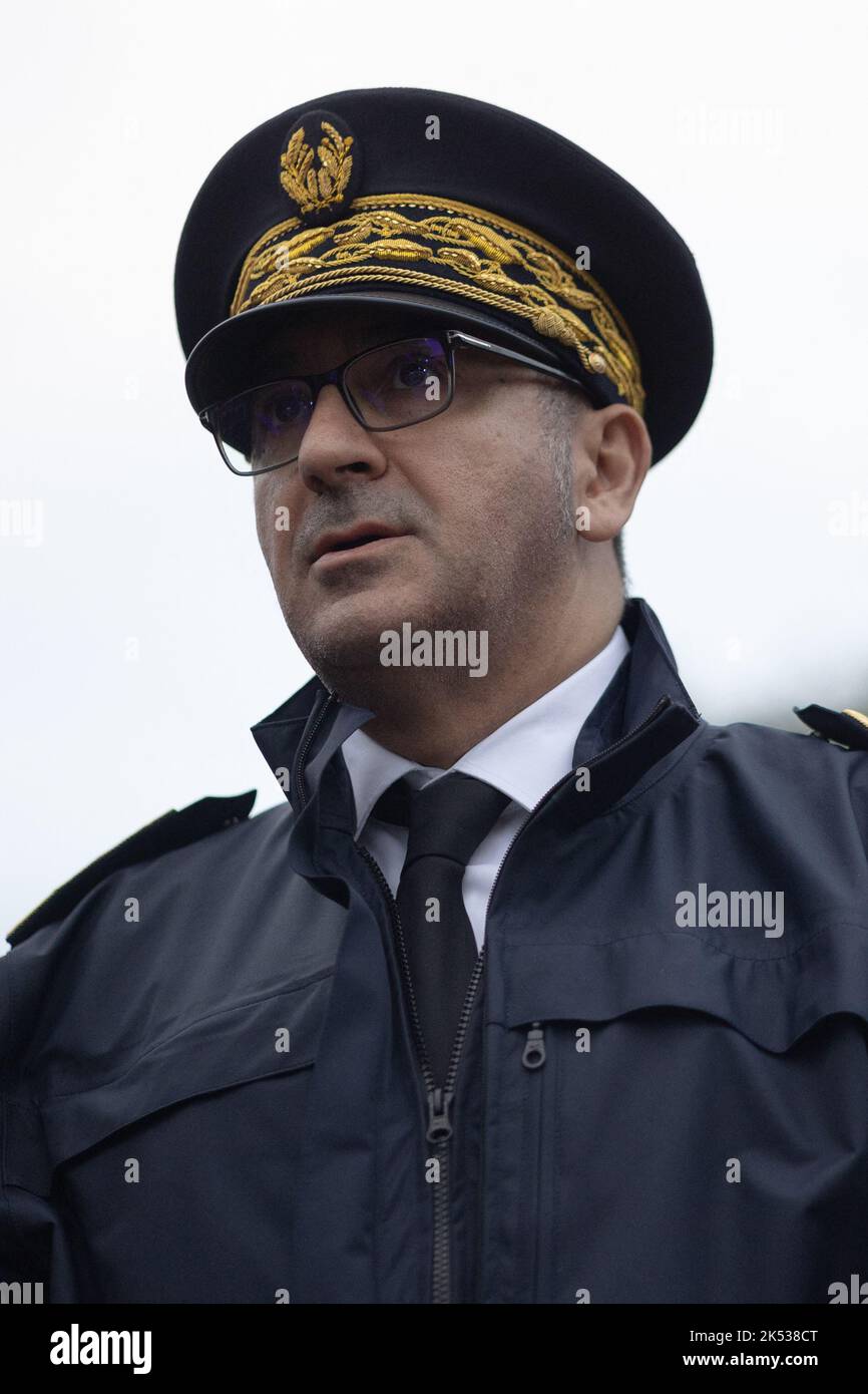 Paris Police Prefect Laurent Nunez during a visit of the square de la ...