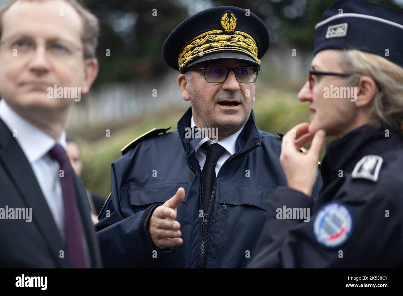 Paris Police Prefect Laurent Nunez during a visit of the square de la ...
