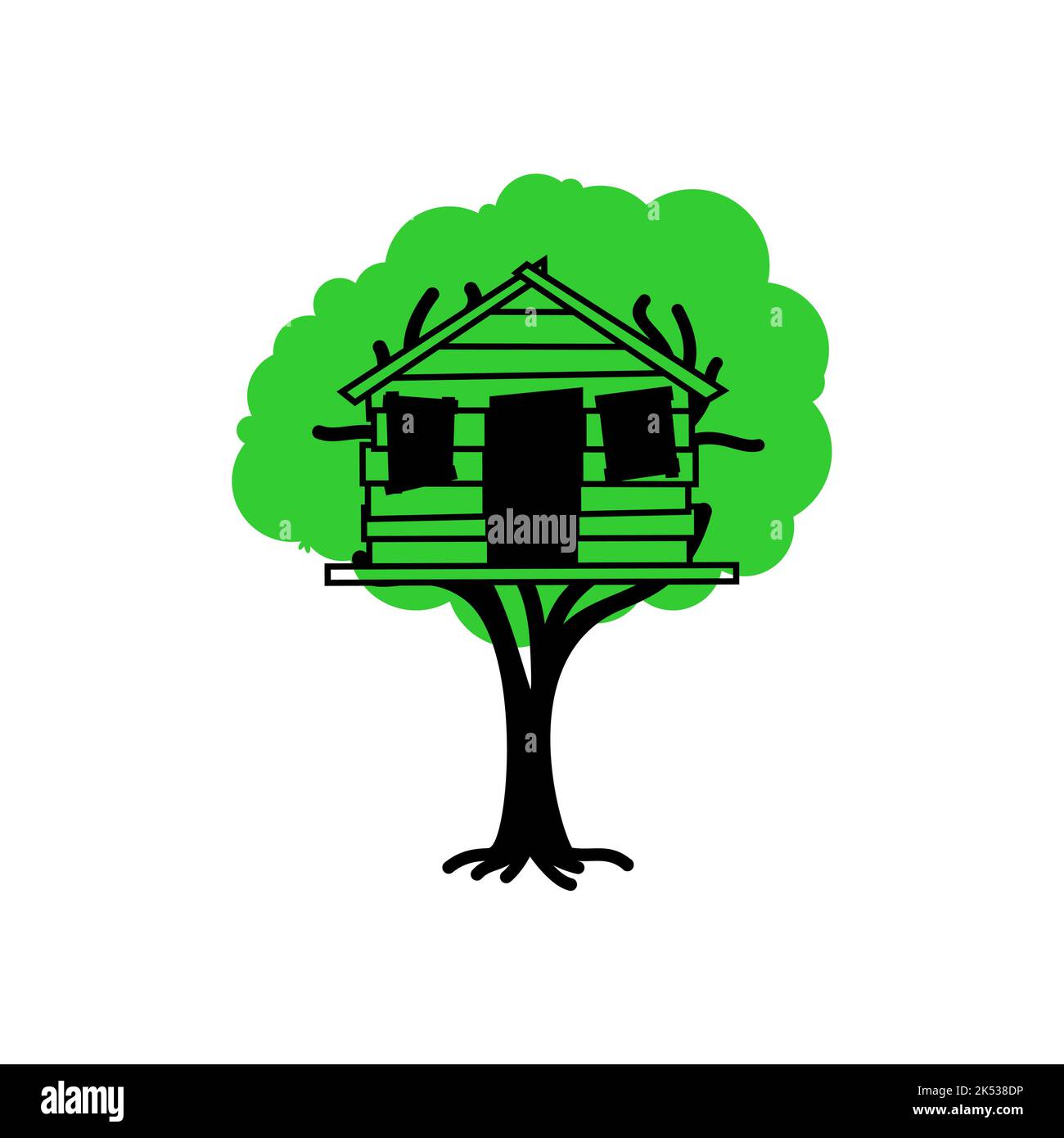 Tree house. Children's treehouse. Vector illustration Stock Vector ...