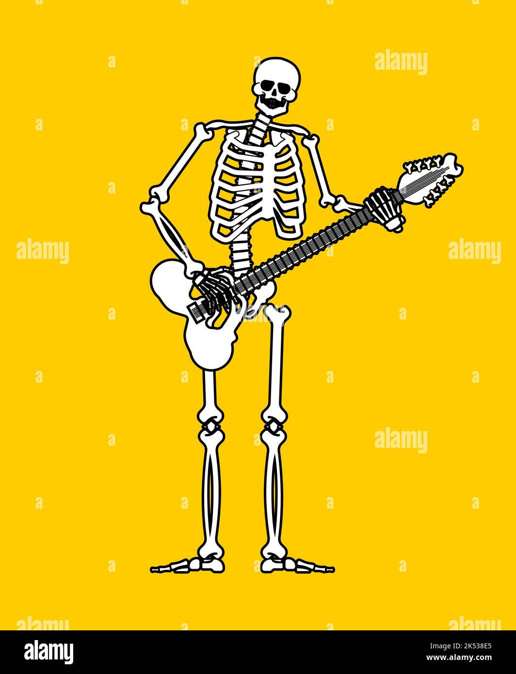 Skeleton with guitar. Skeleton musician. Electric guitar and dead man ...