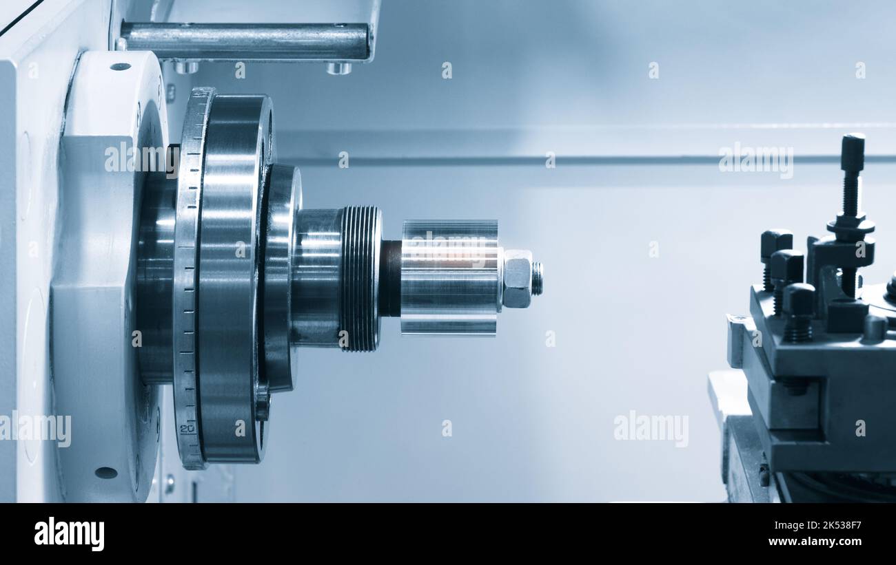 Metal machine tools industry. The lathe machine finishing cut the steel ...