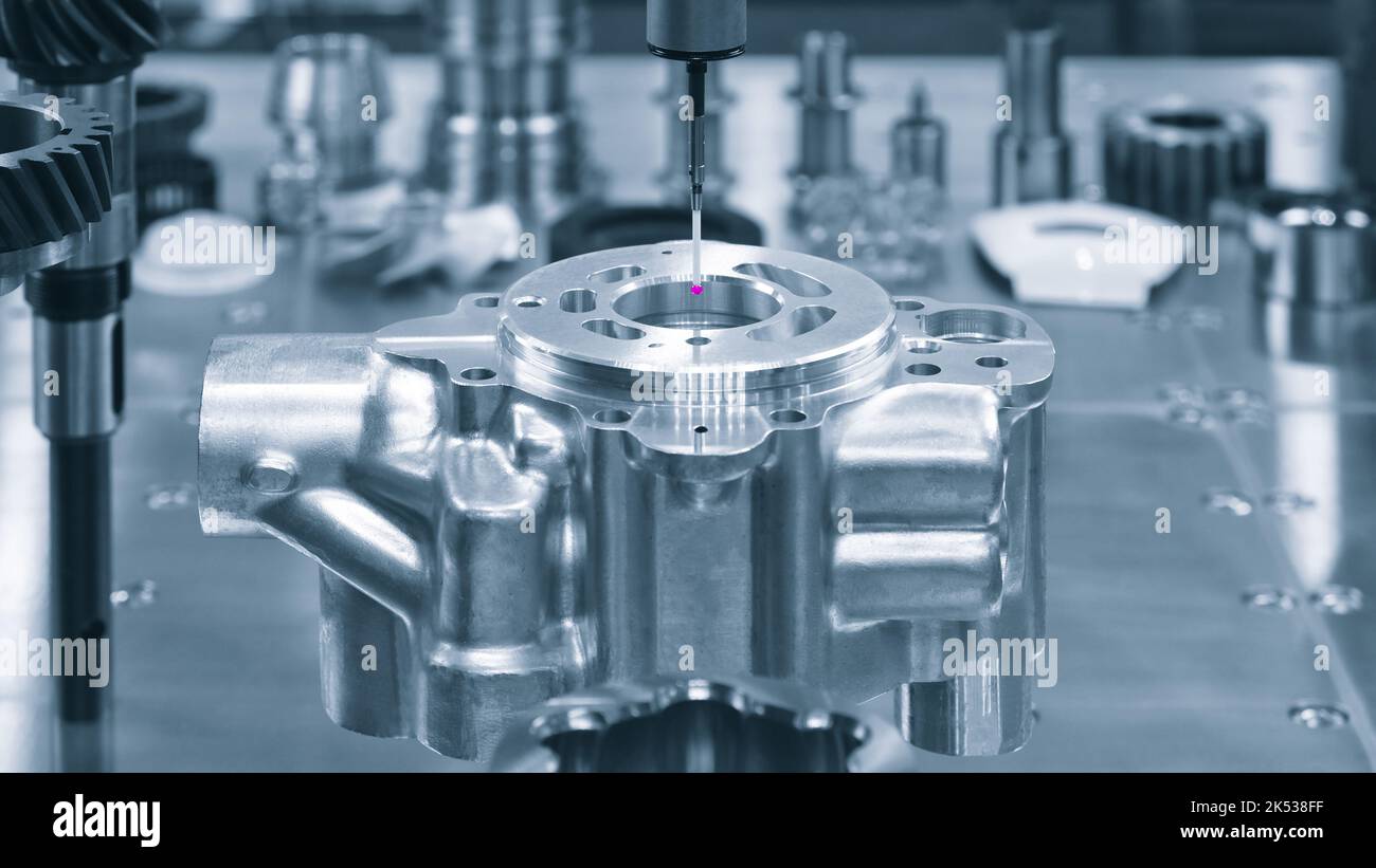 Quality control on milling CNC machine, coordinate measuring machine ...