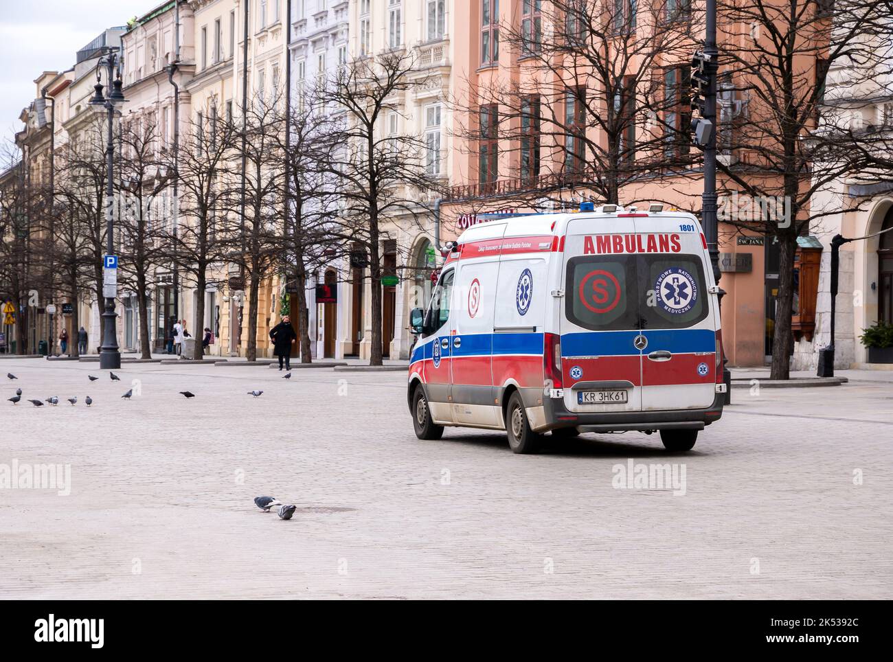 Krakow, Poland, Polish ambulance, emergency service vehicle on the ...