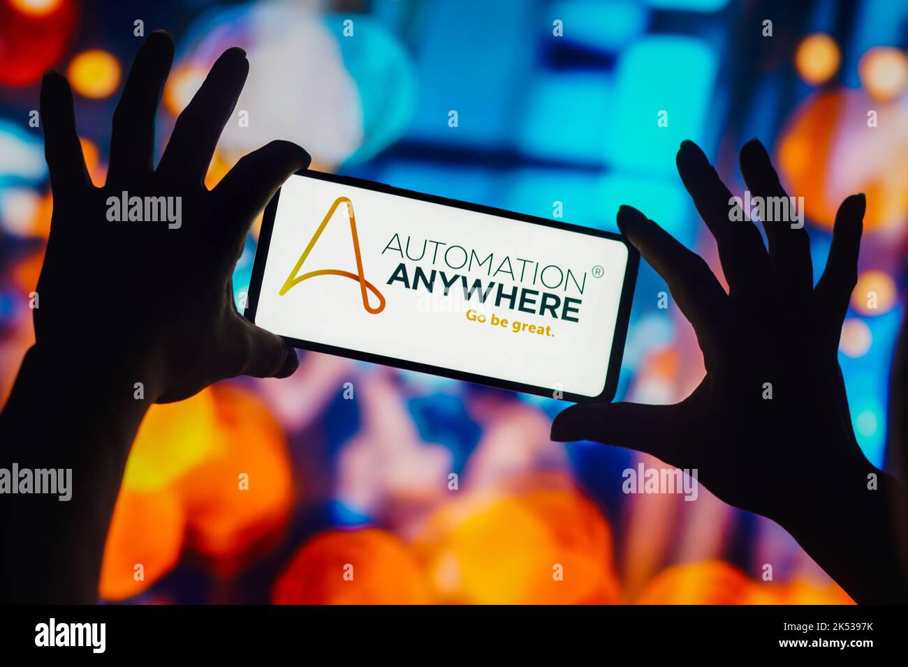 In this photo illustration, the Automation Anywhere logo is seen ...