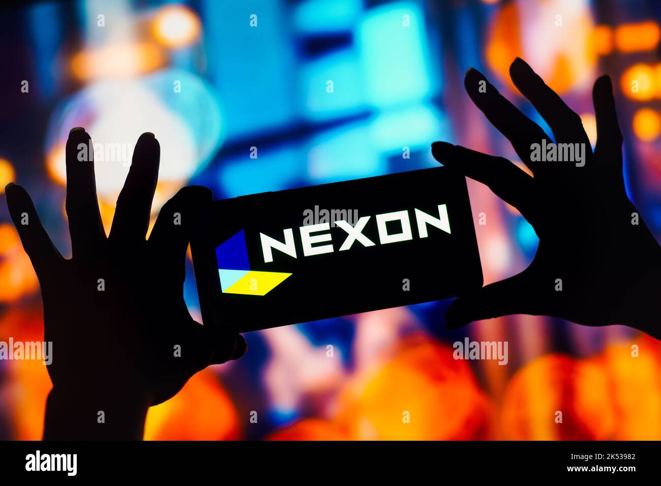 In this photo illustration, the Nexon Co., Ltd. logo is seen displayed ...