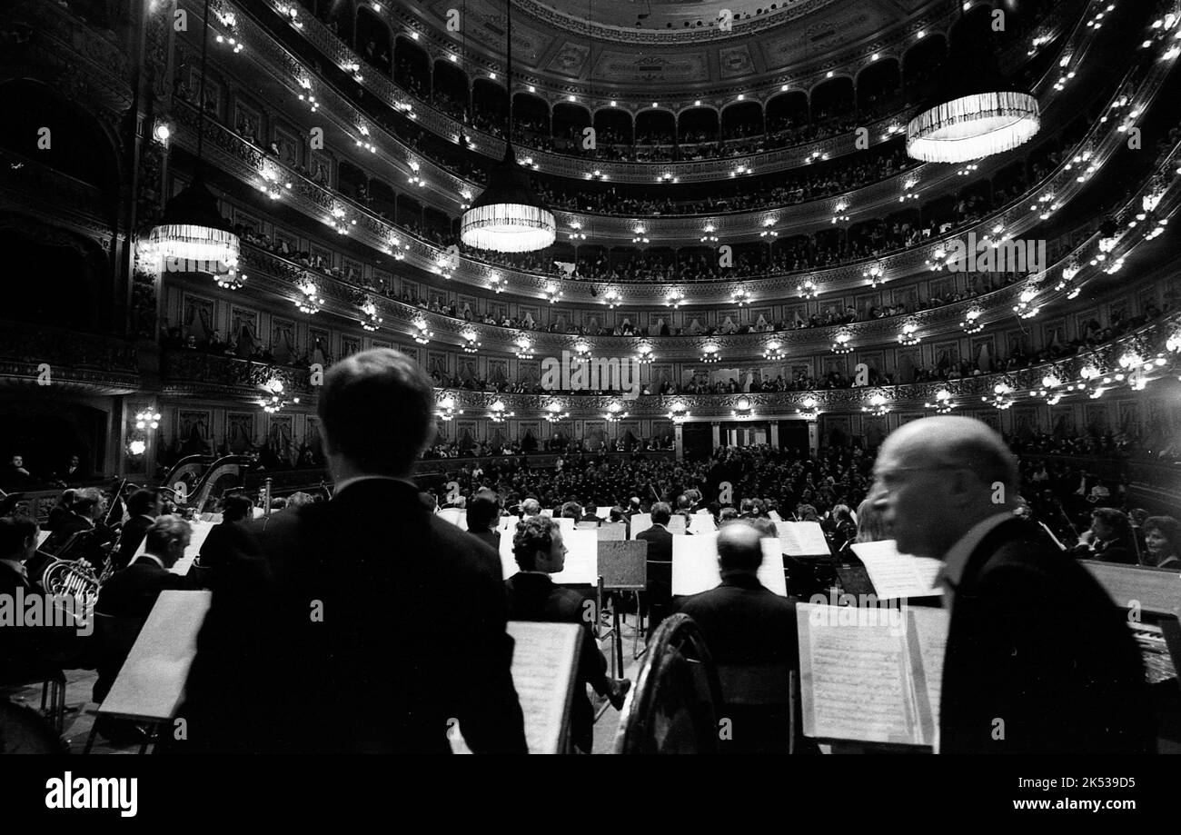 Jean Martinon, French music conductor, with the ORTF orchestra, Teatro ...