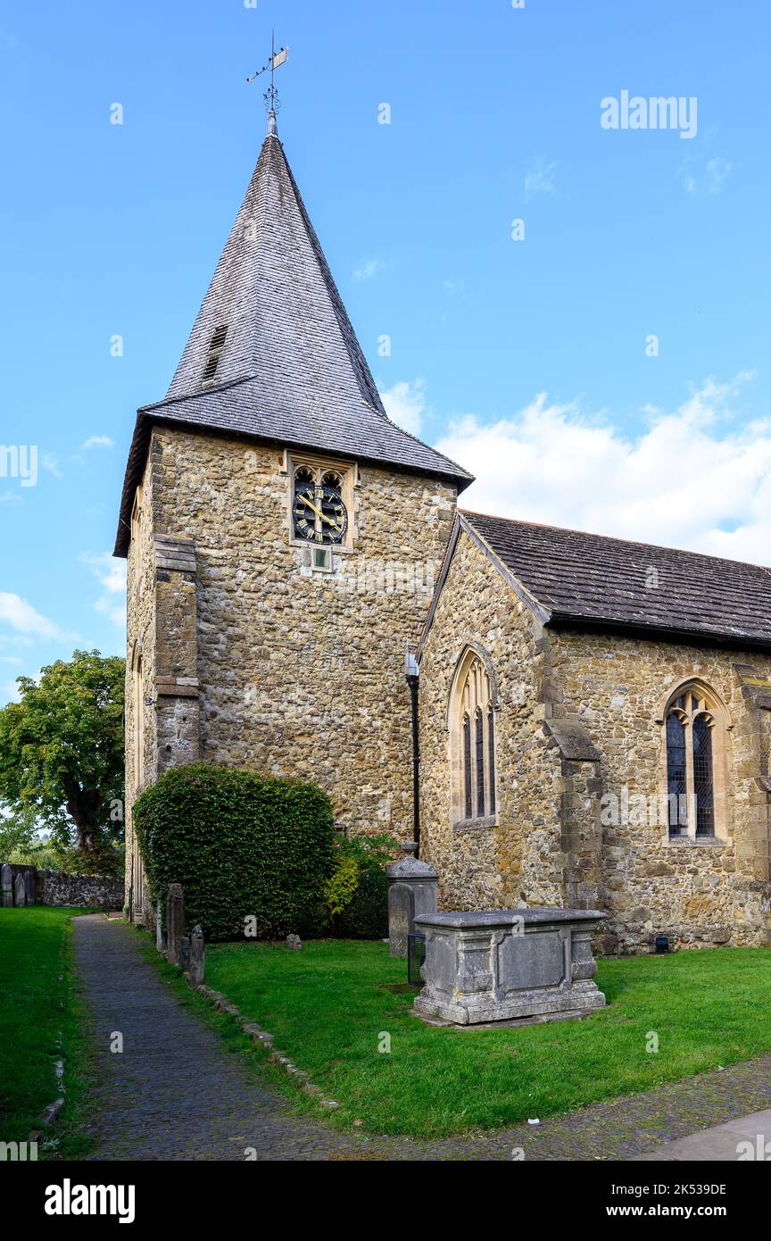St Mary the Virgin, an old church in Westerham, Kent, UK. The history ...